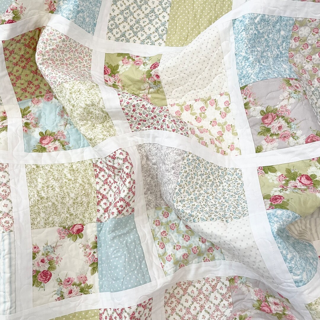 Patchwork Baby Quilt/ Small Lap Quilt/ Patchwork Quilt/cottage Linen ...