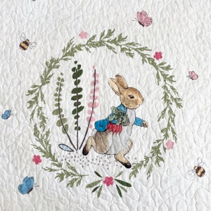 Peter Rabbit Patchwork Baby Quilt/peter Rabbit in Flower Field/55x37 - Etsy