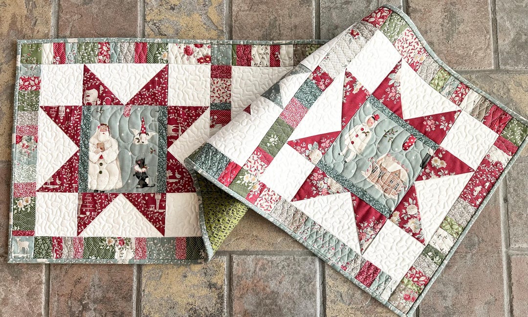 Handmade Christmas Quilted Table Runner, Tilda Patchwork Star (41x15 ...