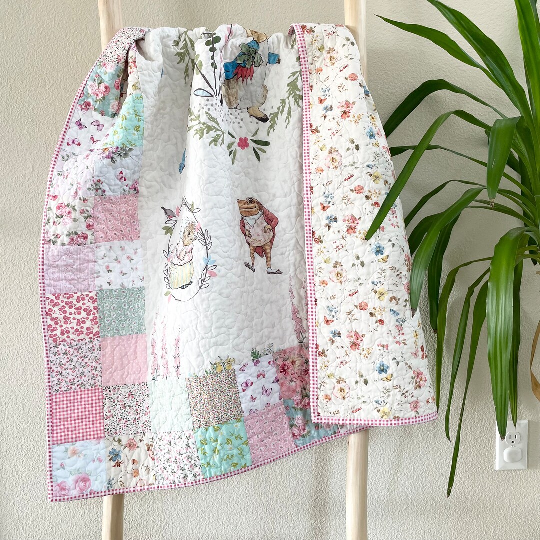 Peter Rabbit Patchwork Baby Quilt/peter Rabbit in Flower Field/53x36 ...