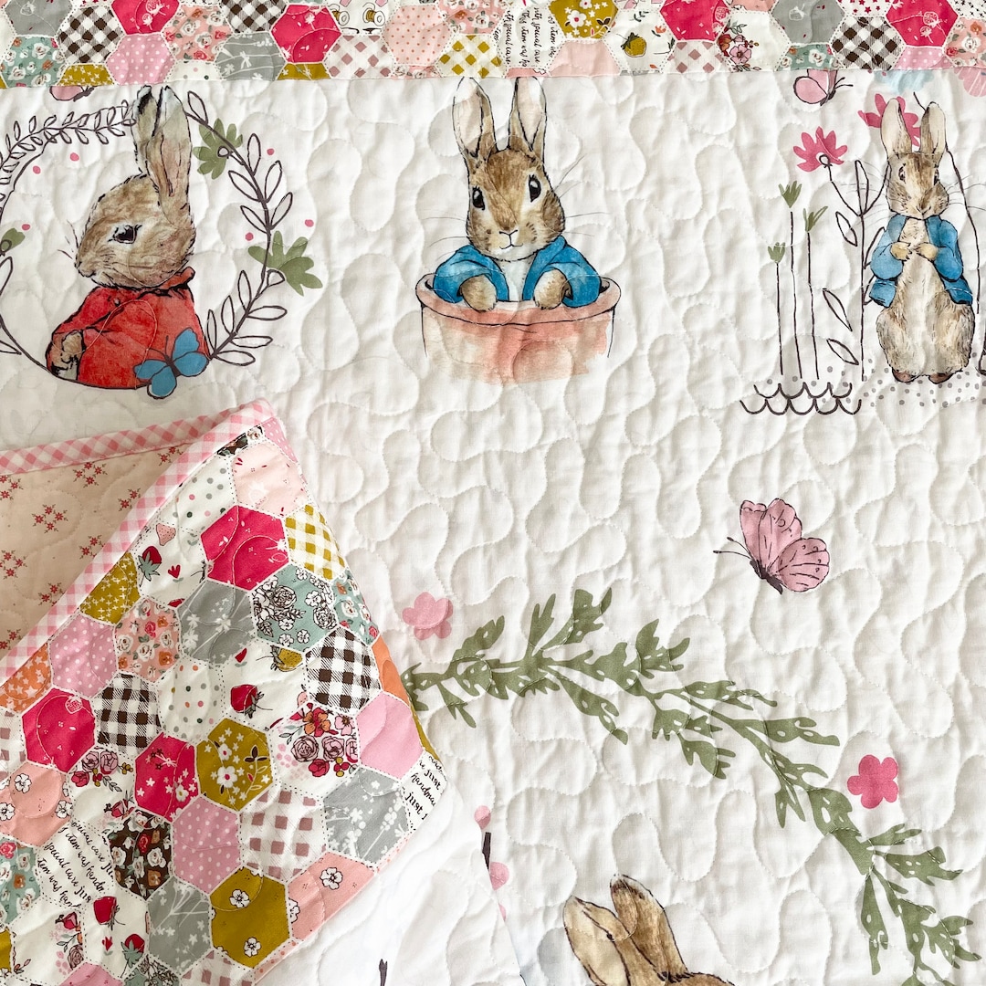 Peter Rabbit Baby Quilt/ Cheater Patchwork Print/53”x35” - Etsy