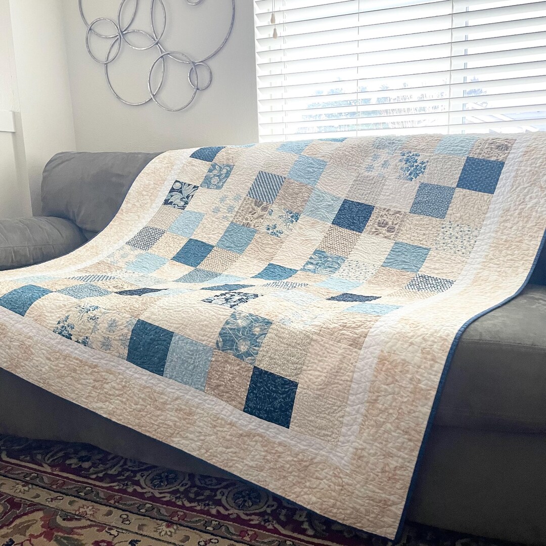 Blue Escape Patchwork Quilt/ Patchwork Lap Quilt/62”x55” - Etsy