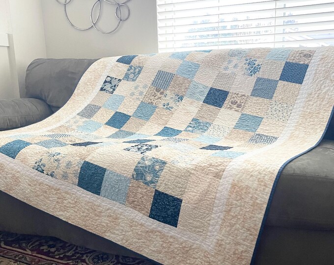 Blue Escape Patchwork Quilt/ Patchwork Lap Quilt/62”x55” - Etsy