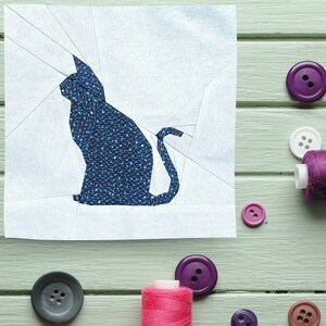 FPP Pattern Cat 1 Silhouette Foundation Paper Piecing 25x25cm or 10 ...