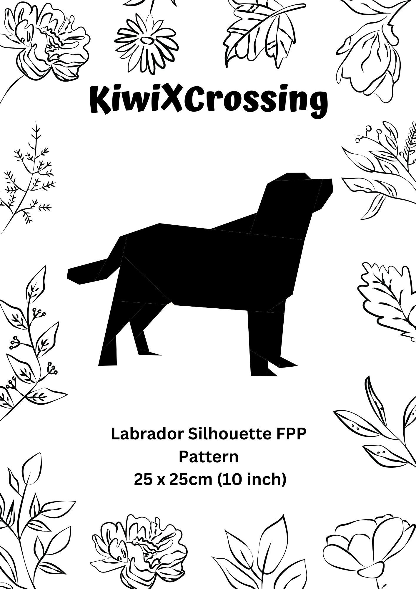 FPP Pattern Labrador Dog Silhouette Foundation Paper Piecing Quilt ...