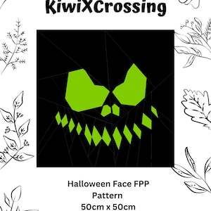 FPP Pattern Halloween Monster Face Foundation Paper Pieced Quilt Block ...