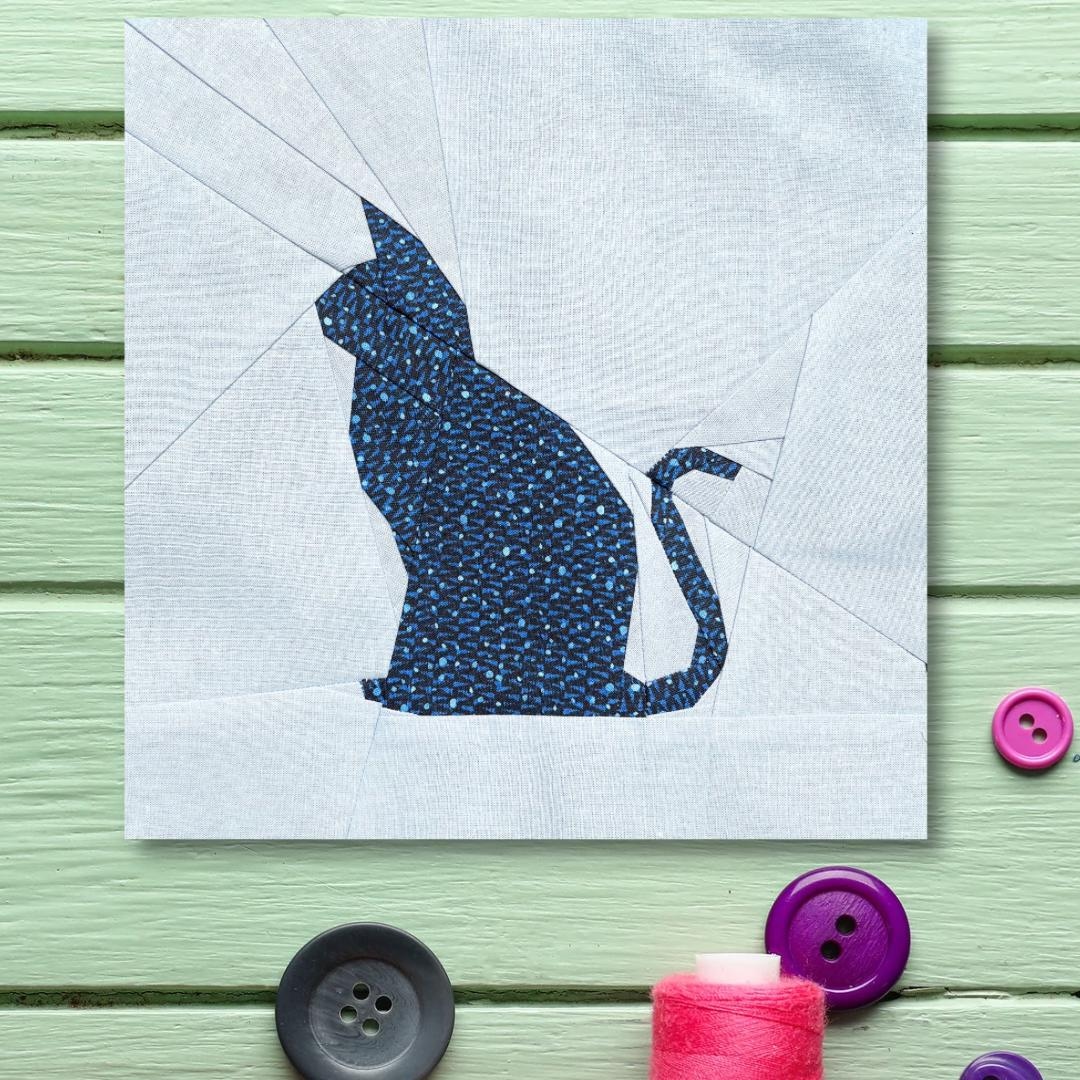 FPP Pattern Cat 1 Silhouette Foundation Paper Piecing 25x25cm or 10 ...