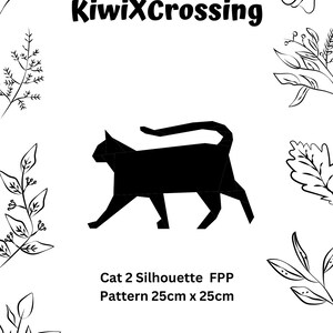 FPP Pattern Cat 2 Silhouette Foundation Paper Piecing 25x25cm or 10 ...