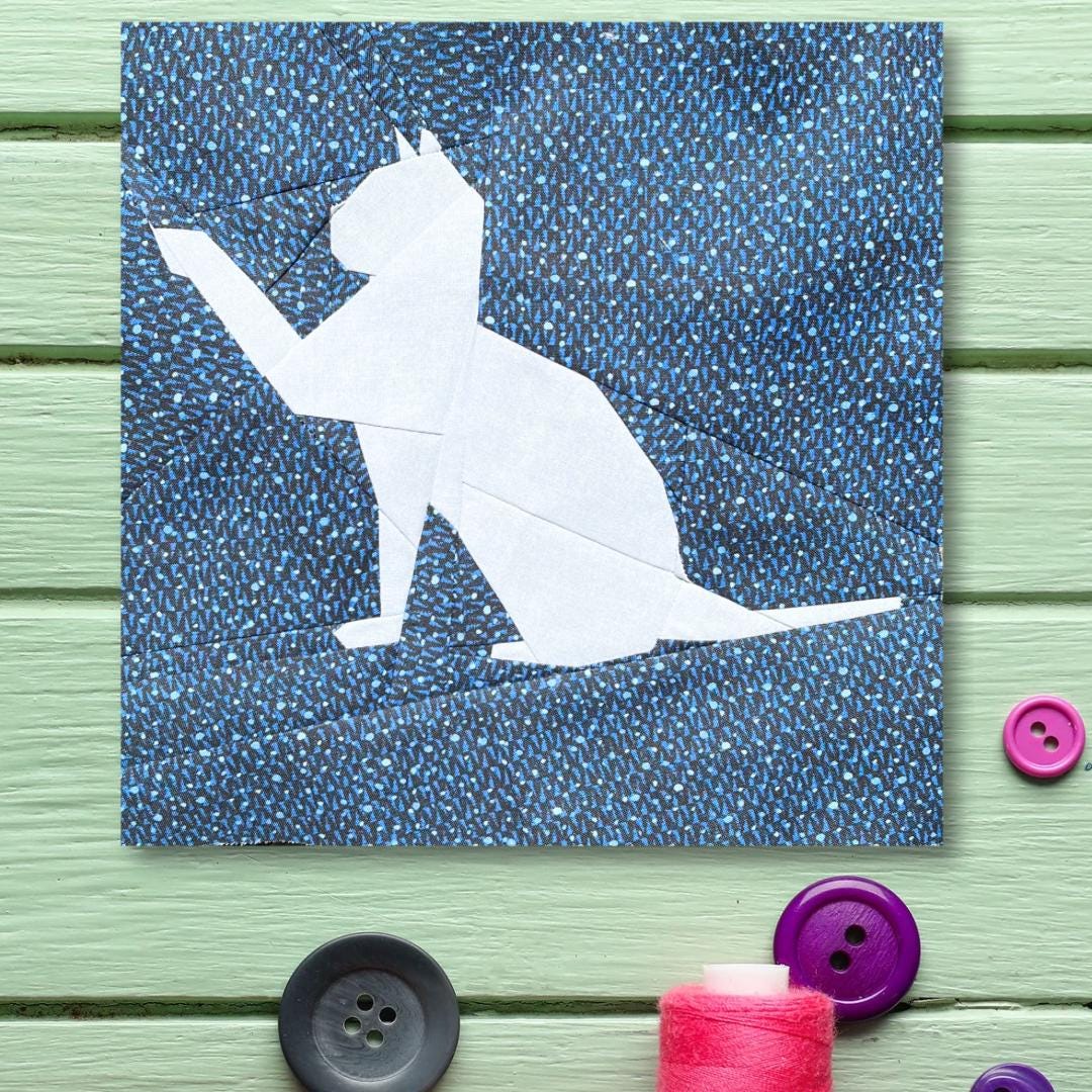FPP Pattern Cat 5 Silhouette Foundation Paper Piecing 25x25cm or 10 ...