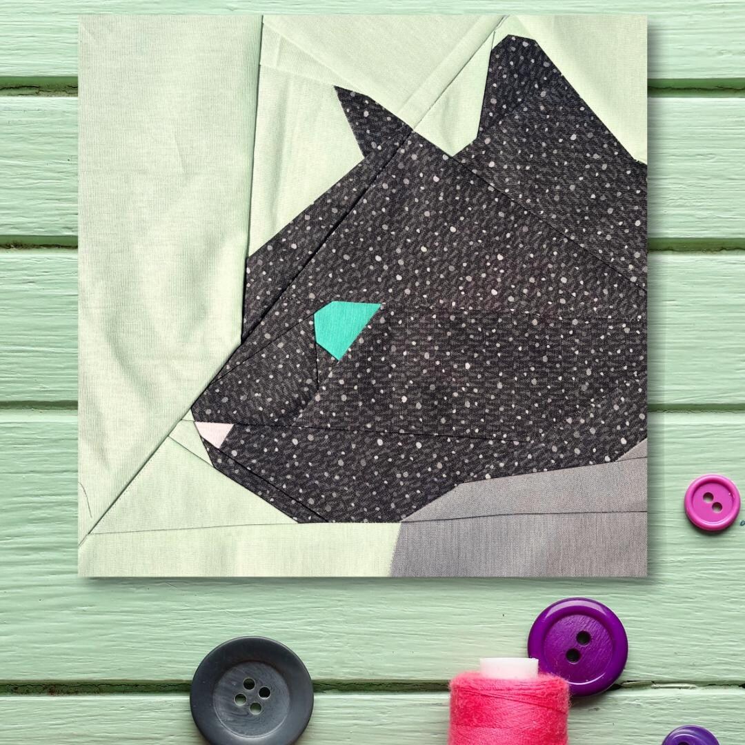 FPP Pattern Cat Foundation Paper Piecing 25x25cm or 10 Inch Modern ...