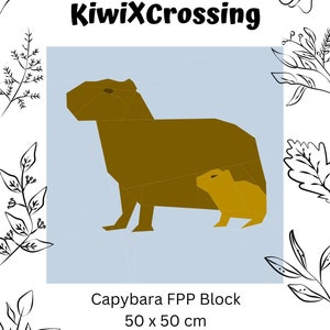 Capybara Mumma and Baby Quilt Block Pattern Printable Foundation Paper ...