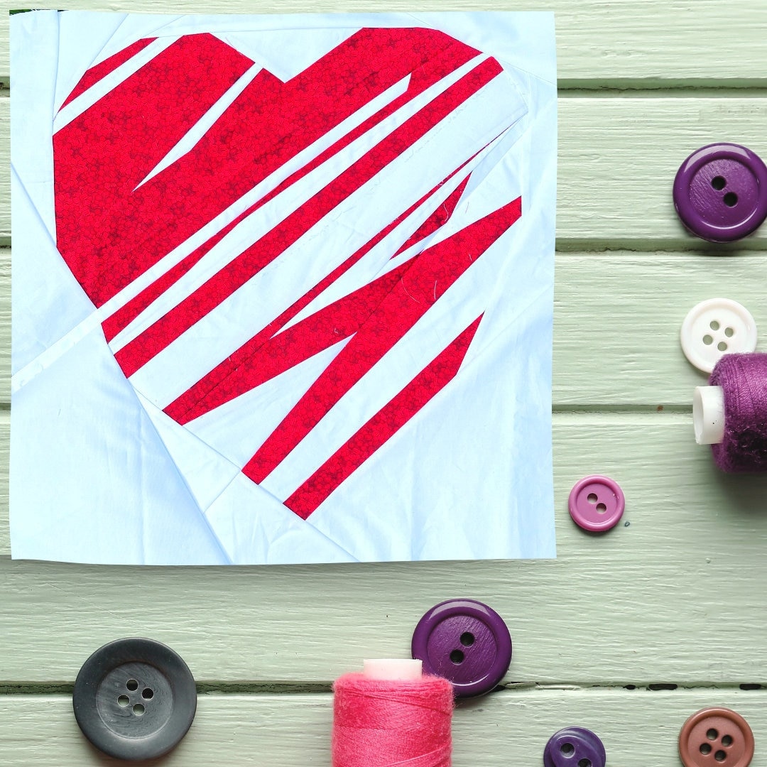 FPP Pattern Heart Paper Piecing Quilt Block PDF 6 & 12 Inch Foundation ...