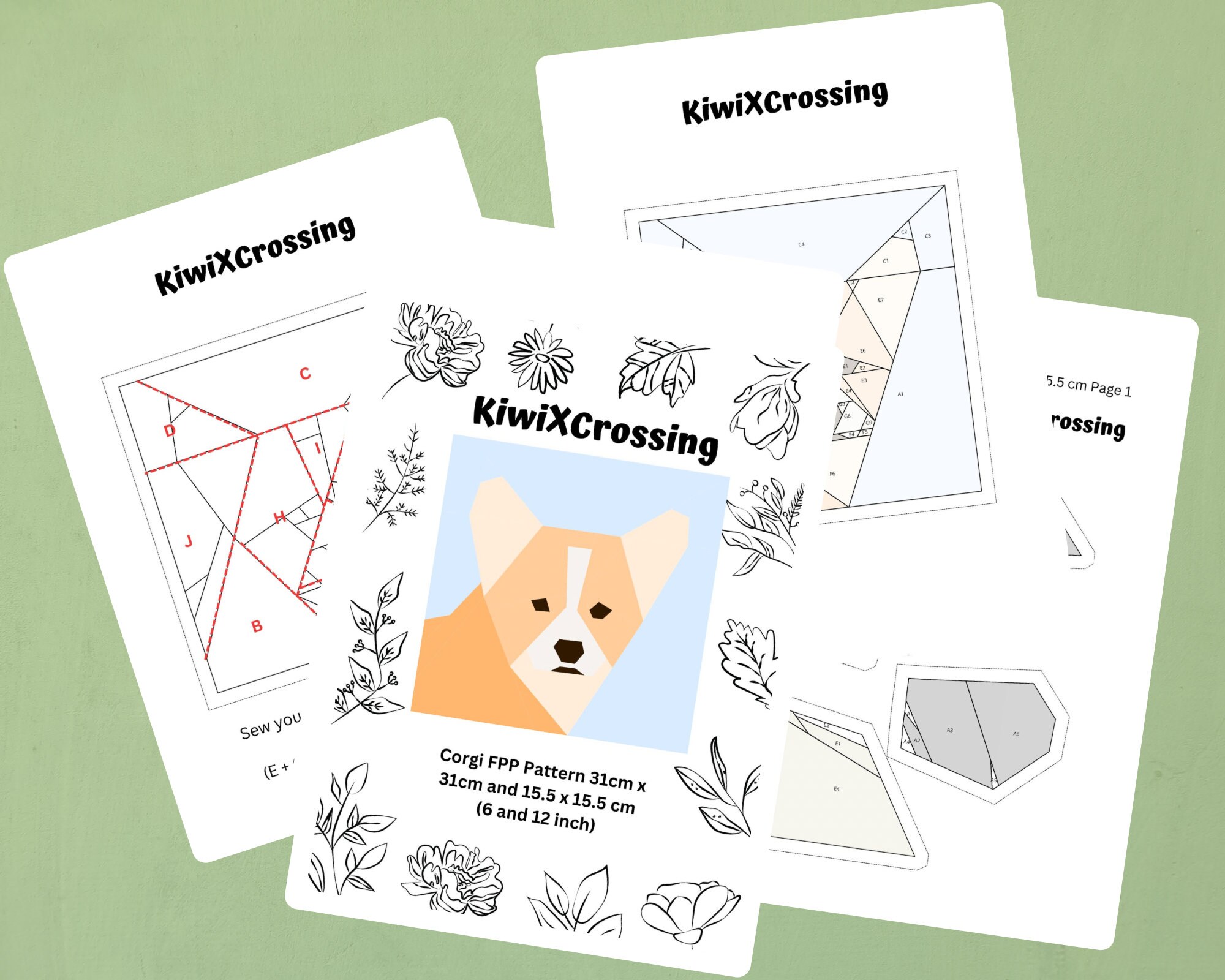 FPP Pattern Pembroke Welsh Corgi Dog Foundation Paper Piecing Quilt ...