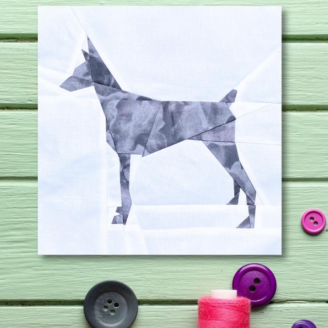 FPP Pattern Doberman Pinscher Dog Silhouette Foundation Paper Piecing ...
