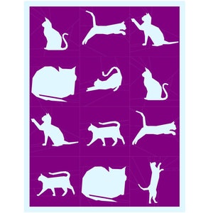 FPP Pattern Cat 6 Silhouette Foundation Paper Piecing 25x25cm or 10 ...