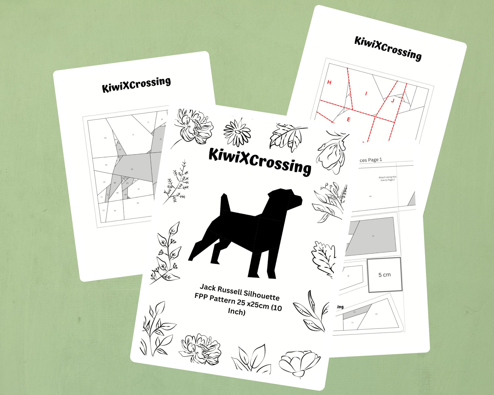 FPP Pattern Jack Russell Fox Terrier Dog Silhouette Foundation Paper ...