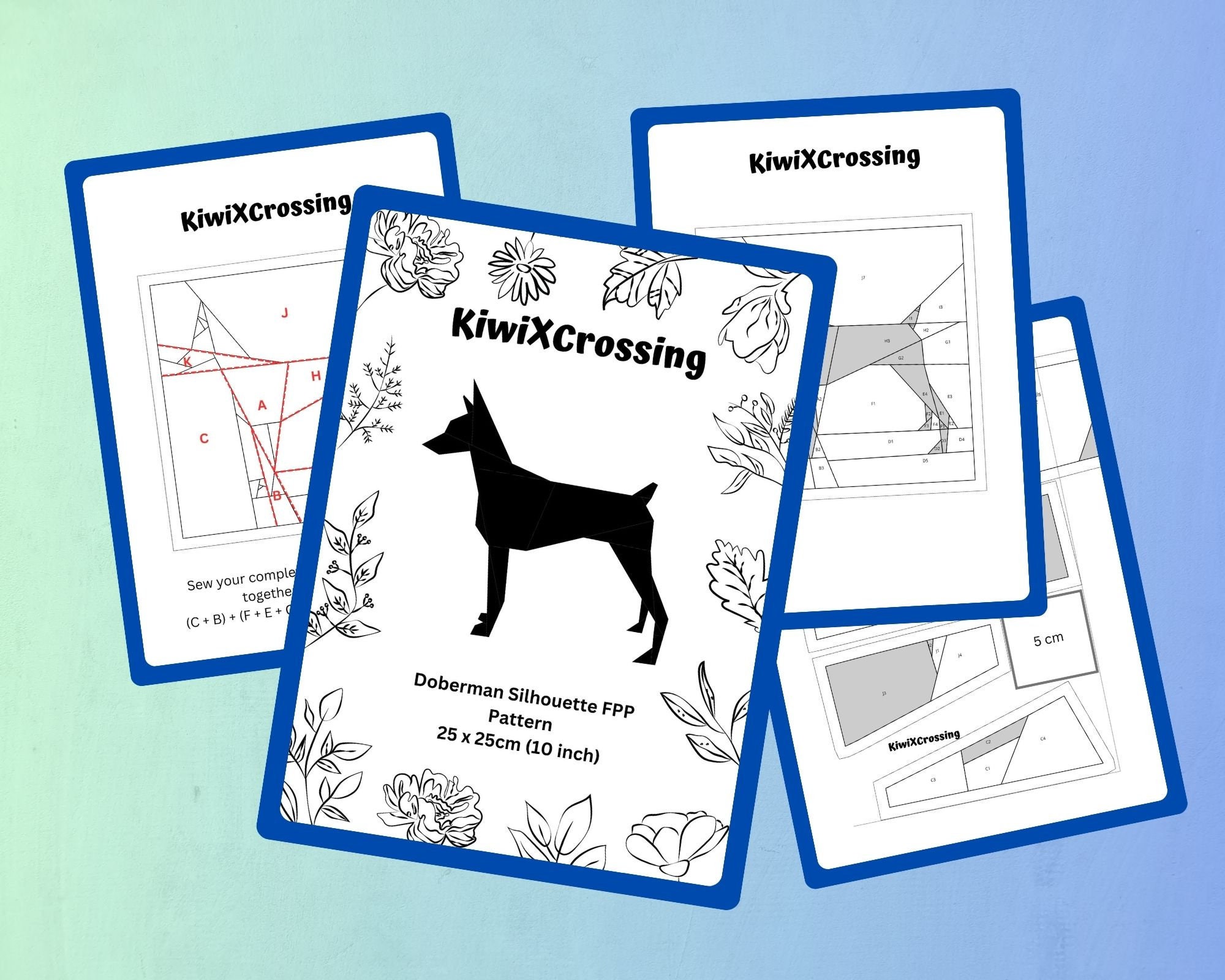 FPP Pattern Doberman Pinscher Dog Silhouette Foundation Paper - Etsy
