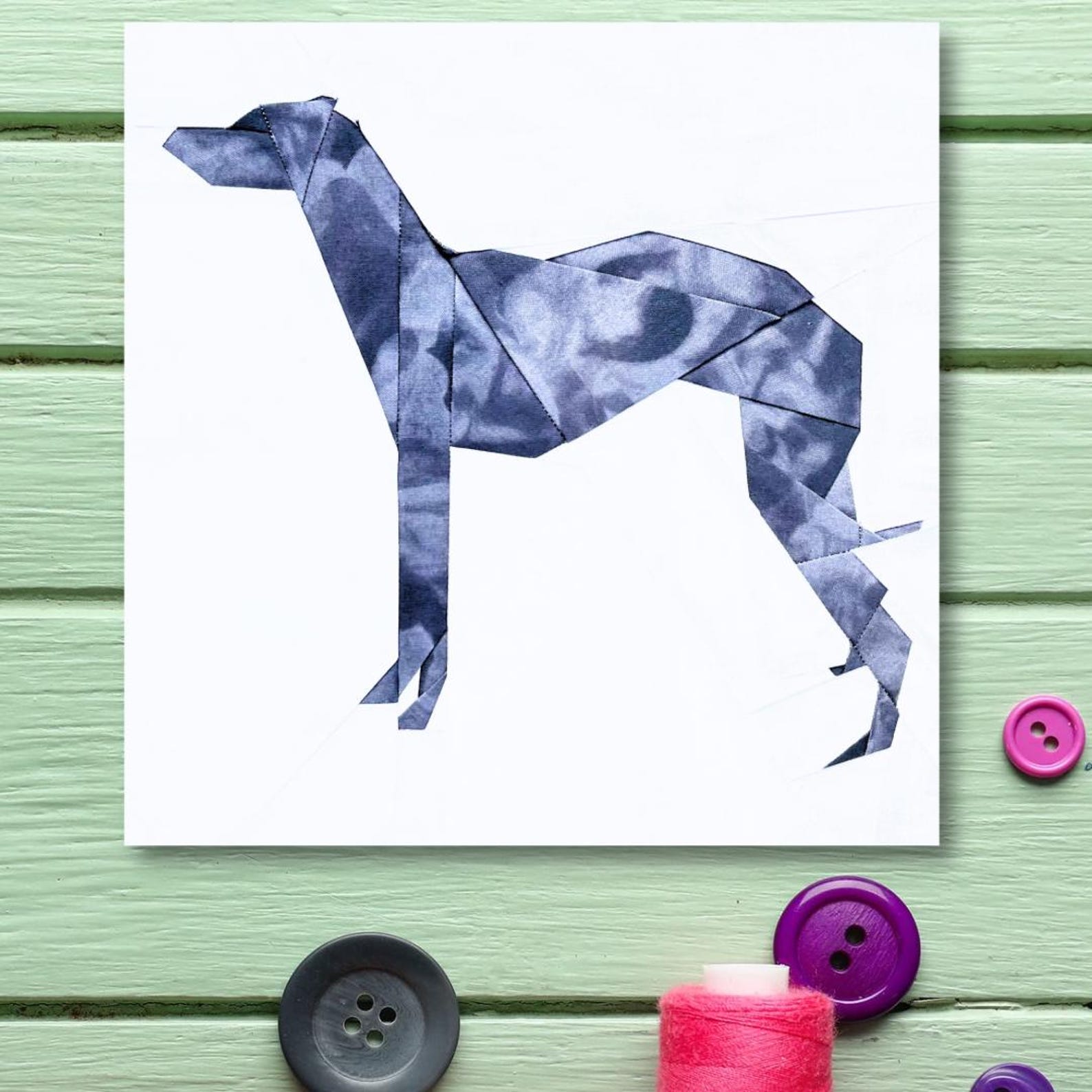 FPP Pattern Whippet Greyhound Dog Silhouette Foundation Paper Piecing ...