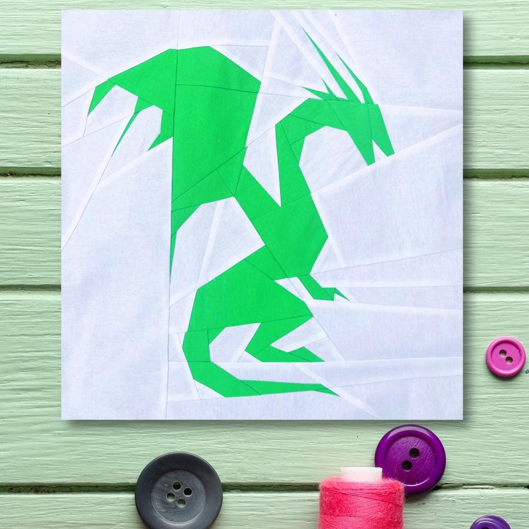 Giant Dragon Quilt Block Pattern Foundation Paper Piecing FPP PDF 80 ...