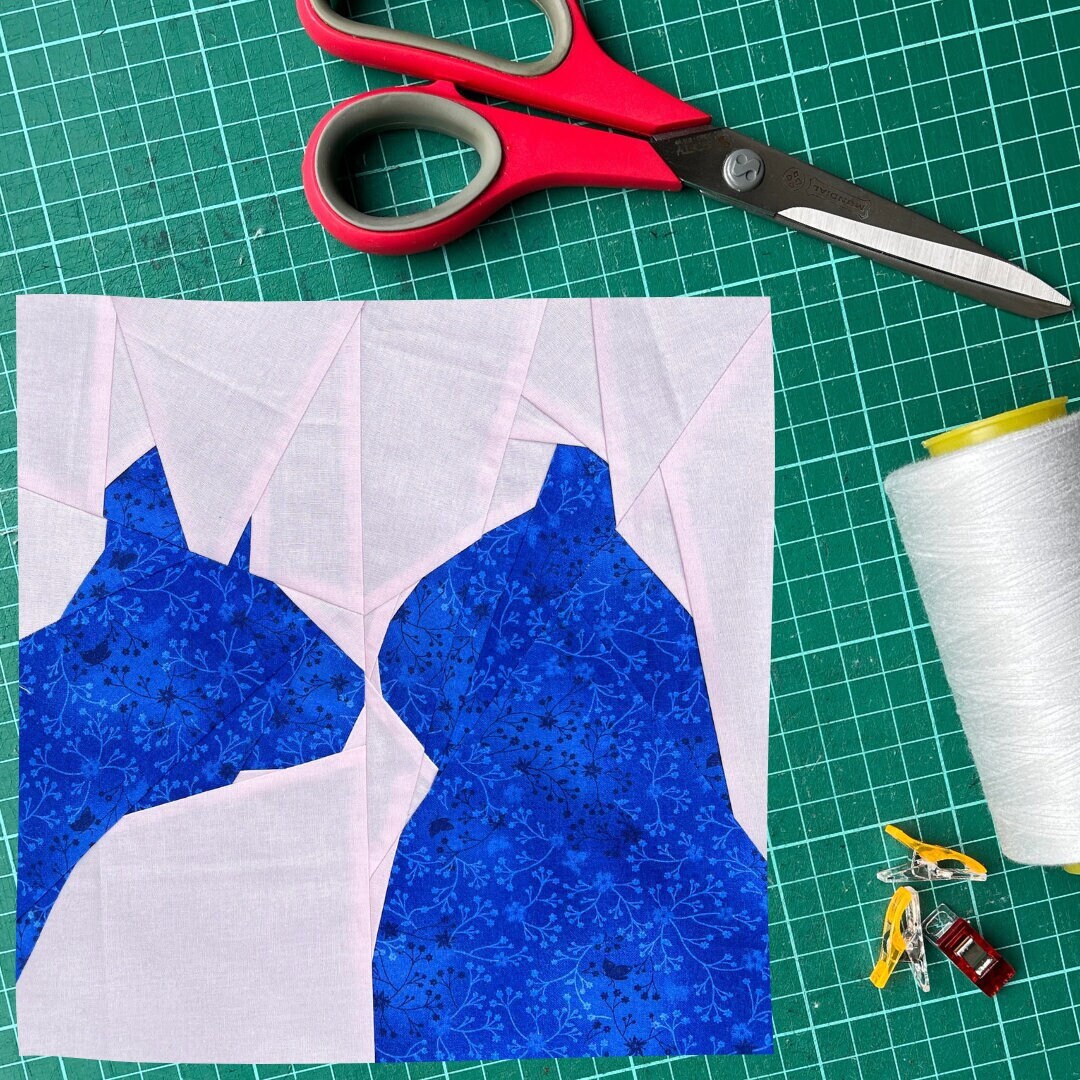 Two Cats Silhouette Quilt Block Pattern Foundation Paper Piecing FPP ...