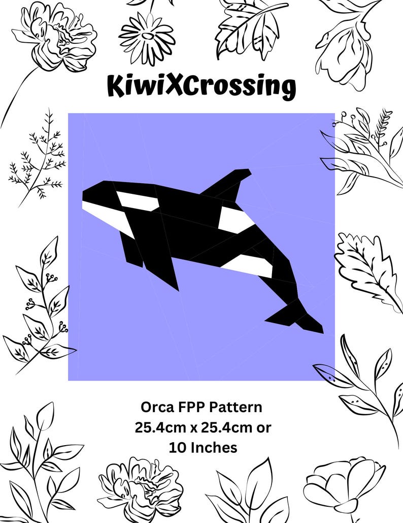 Orca Killer Whale Quilt Block Pattern Foundation Paper Piecing FPP ...