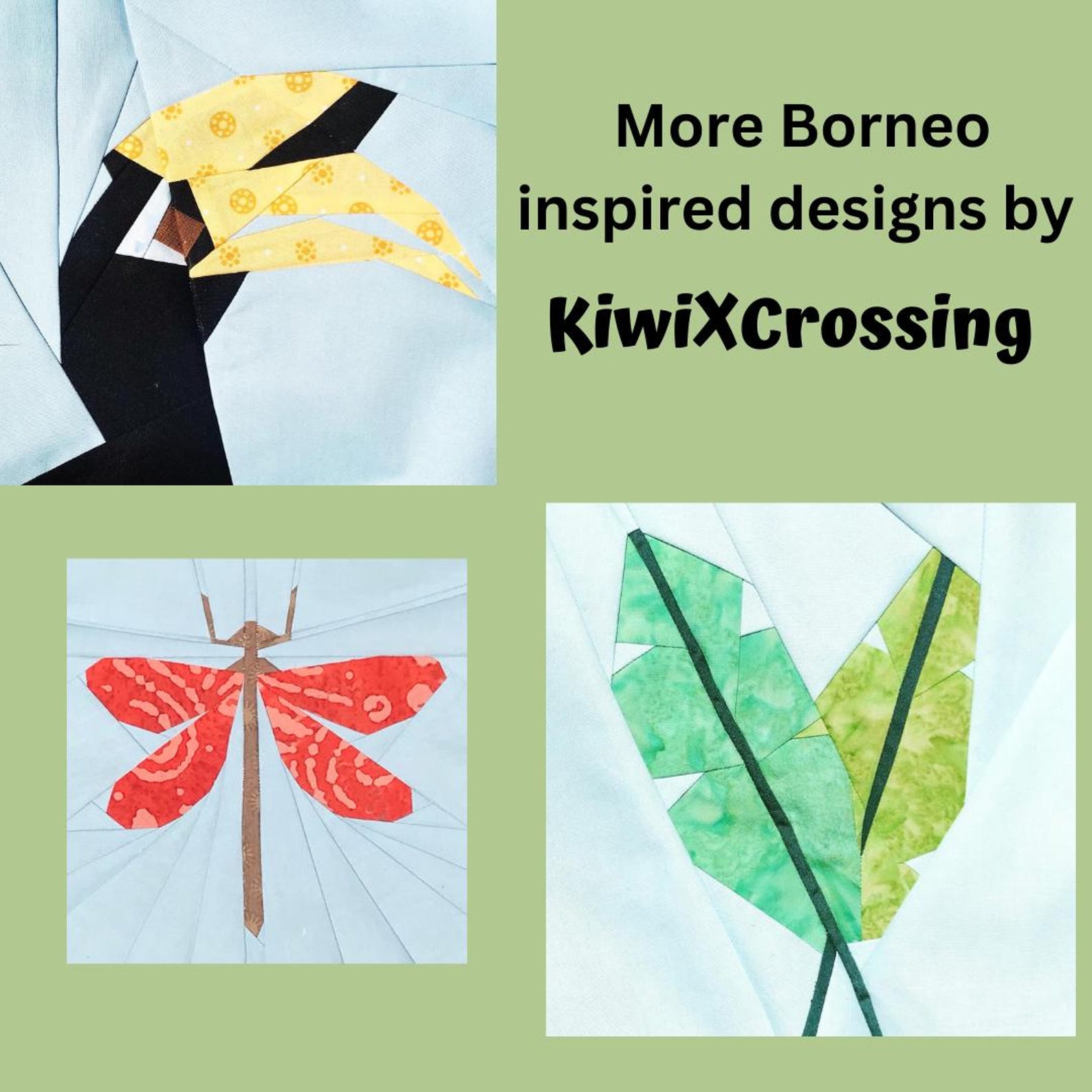 FPP Pattern Dragonfly Foundation Paper Piecing Quilt Block Borneo ...