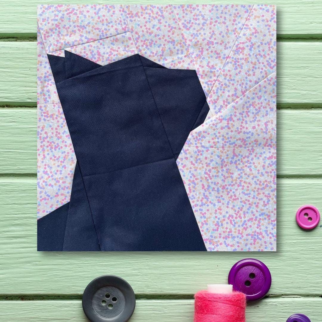 Cat Quilt Block Pattern Beginners Foundation Paper Piecing Printable ...