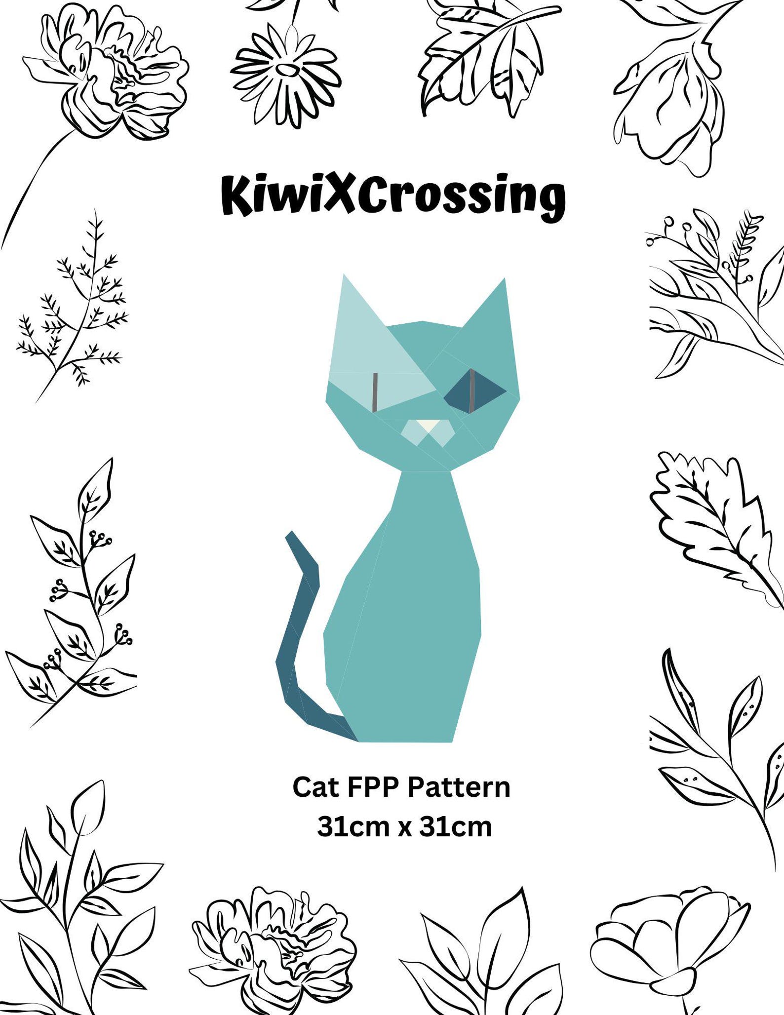 Cat Quilt Block FPP Pattern Foundation Paper Piecing Printable PDF 31 X ...
