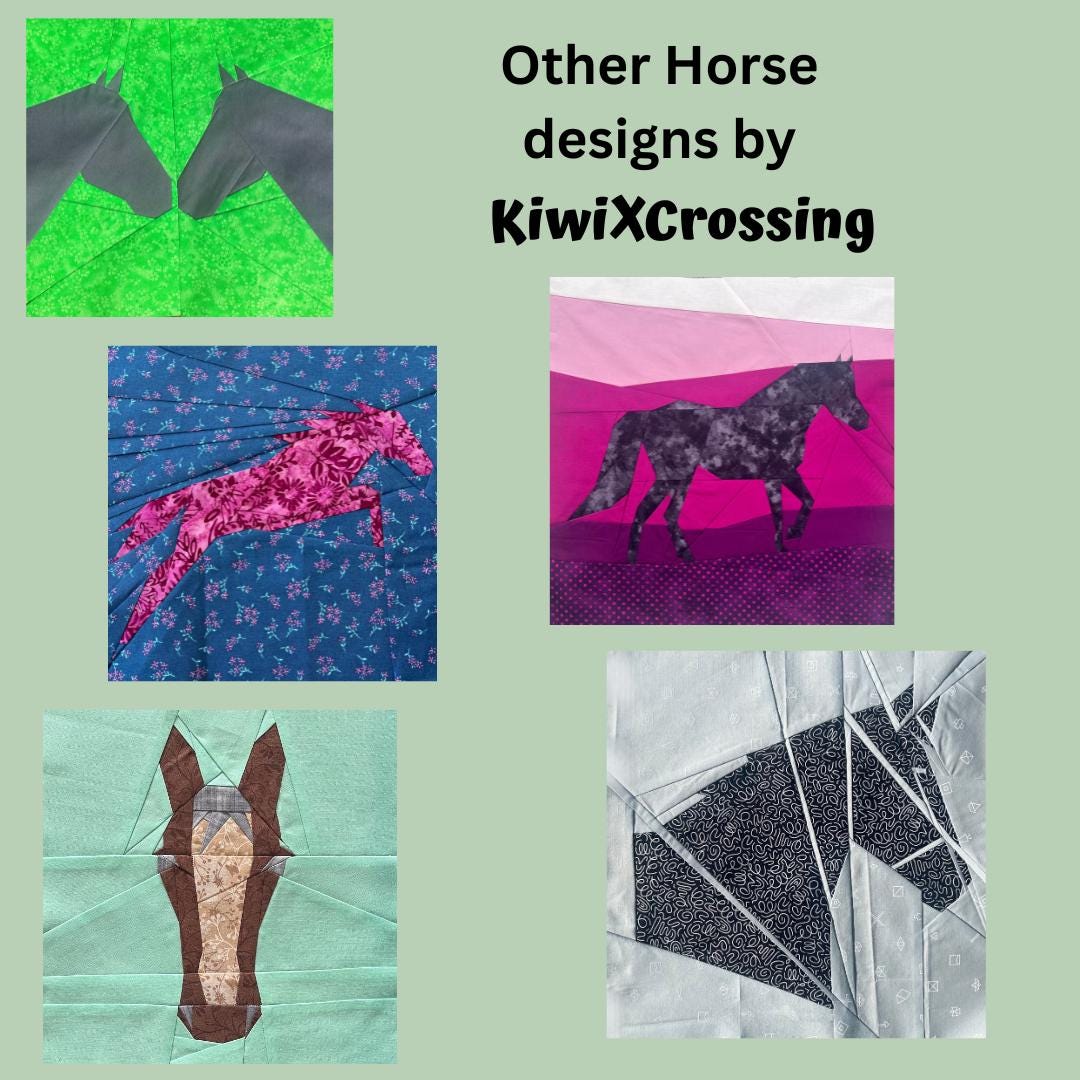 Geometric Horse Quilt Block Pattern Foundation Paper Piecing FPP ...