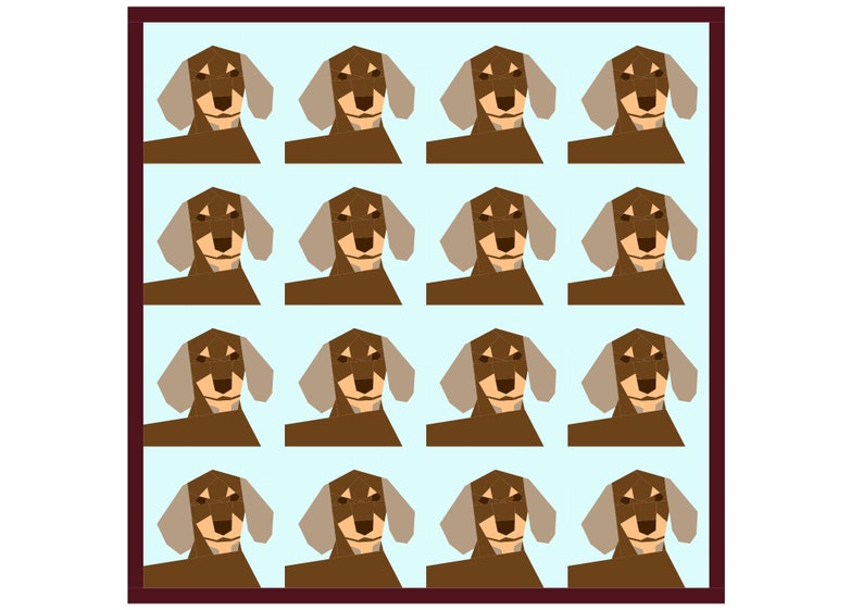 FPP Pattern Dachshund Dog Foundation Paper Piecing Quilt Block PDF ...