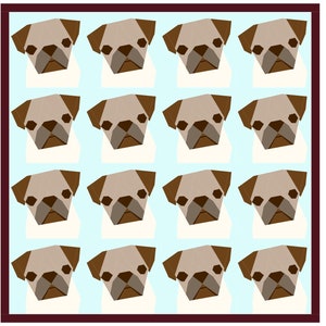 FPP Pattern Pug Dog Foundation Paper Piecing Quilt Block PDF Instant ...