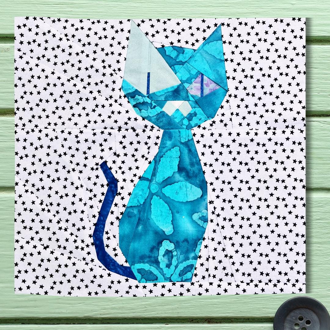 Cat Quilt Block FPP Pattern Foundation Paper Piecing Printable PDF 31 X ...