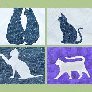 FPP Pattern Bundle 10x Cat Silhouette Foundation Paper Piecing Pattern ...