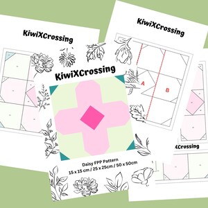 Daisy Foundation Paper Pieced Quilt Block Pattern FPP 15 X 15cm 25 X ...