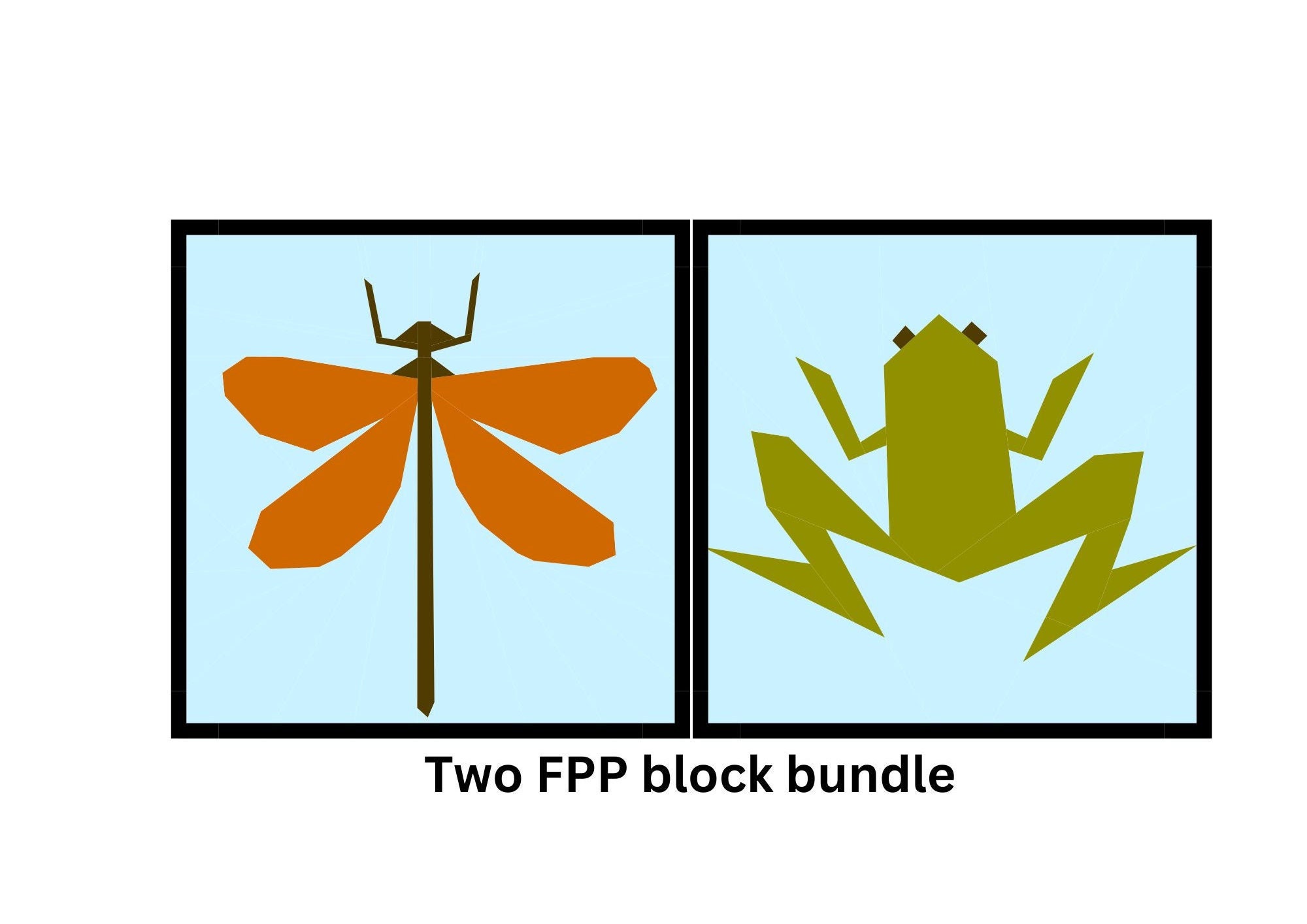 FPP Pattern Frog and Dragonfly Foundation Paper Piecing Borneo Garden ...