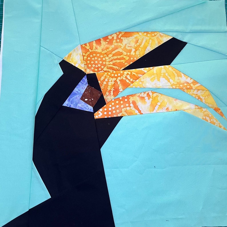 FPP Pattern Oriental Pied Hornbill Bird Foundation Paper Piecing Borneo ...