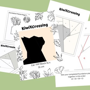 Cat Quilt Block Pattern Beginners Foundation Paper Piecing FPP ...