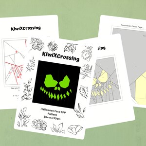 FPP Pattern Halloween Monster Face Foundation Paper Pieced Quilt Block ...