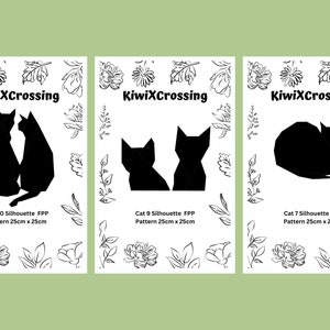 FPP Pattern Bundle 10x Cat Silhouette Foundation Paper Piecing Pattern ...