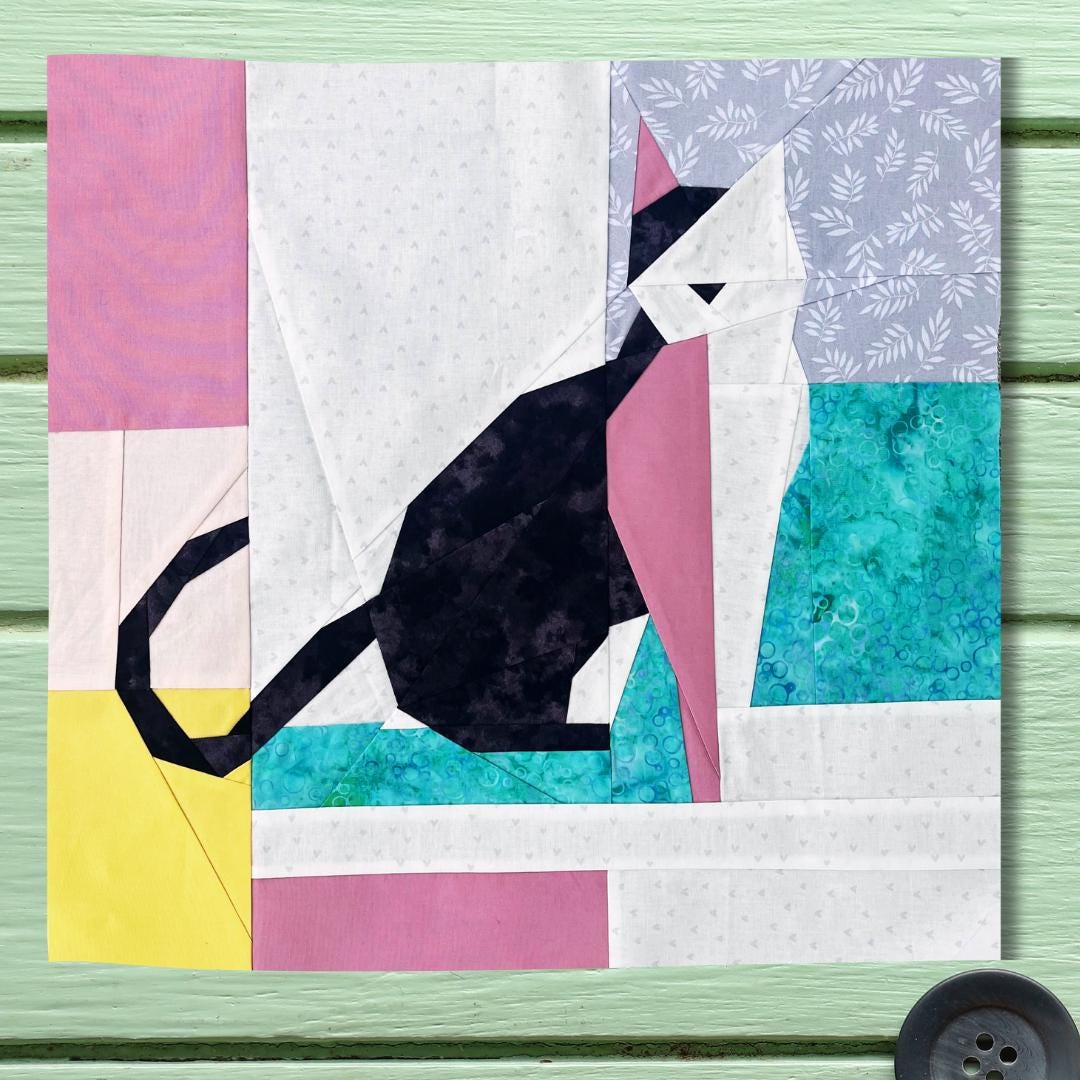 Abstract Cat Quilt Block Pattern Foundation Paper Piecing FPP ...