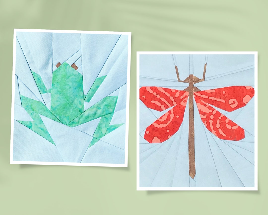 FPP Pattern Frog and Dragonfly Foundation Paper Piecing Borneo Garden ...