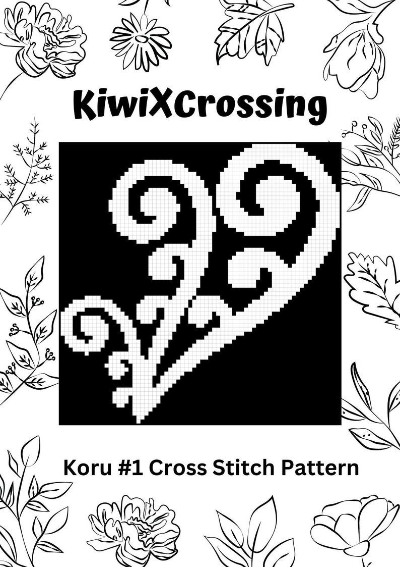 Cross Stitch Pattern Maori Koru 1 New Zealand Chart Iconic Kiwiana ...