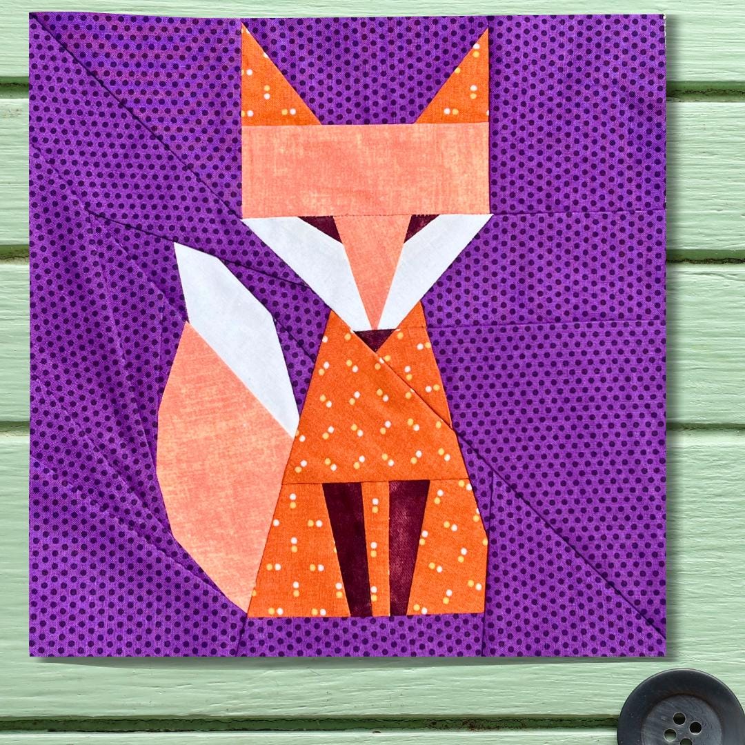 Fox Quilt Block Pattern Foundation Paper Piecing FPP Printable PDF 25.4 ...