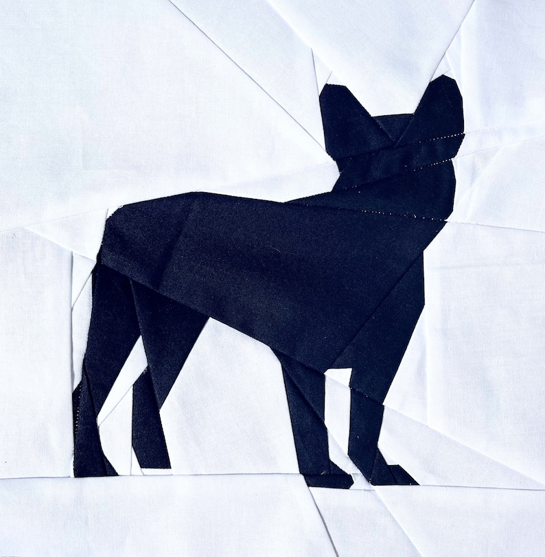 FPP Pattern French Bulldog Silhouette Foundation Paper Piecing Quilt ...