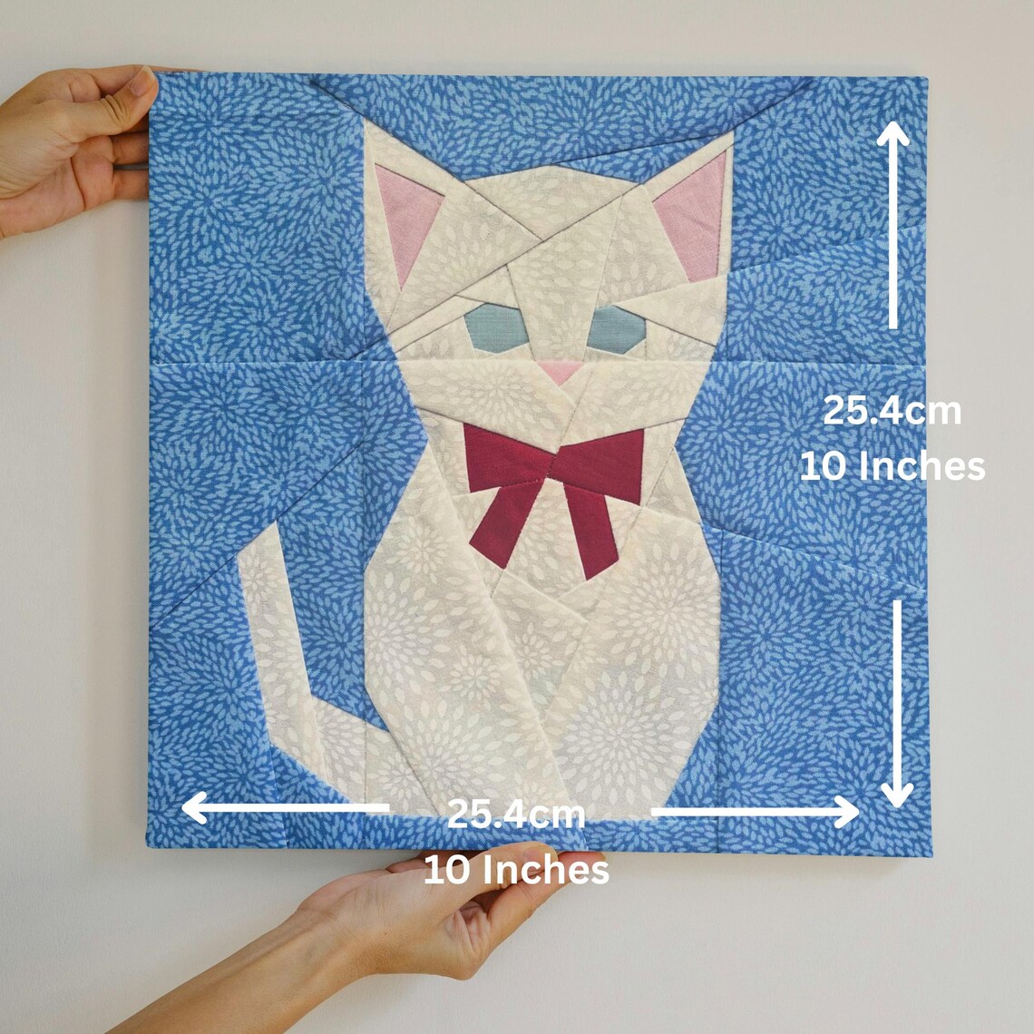 FPP Pattern Kitten With a Bow Foundation Paper Piecing 25.4 X25.4cm or ...