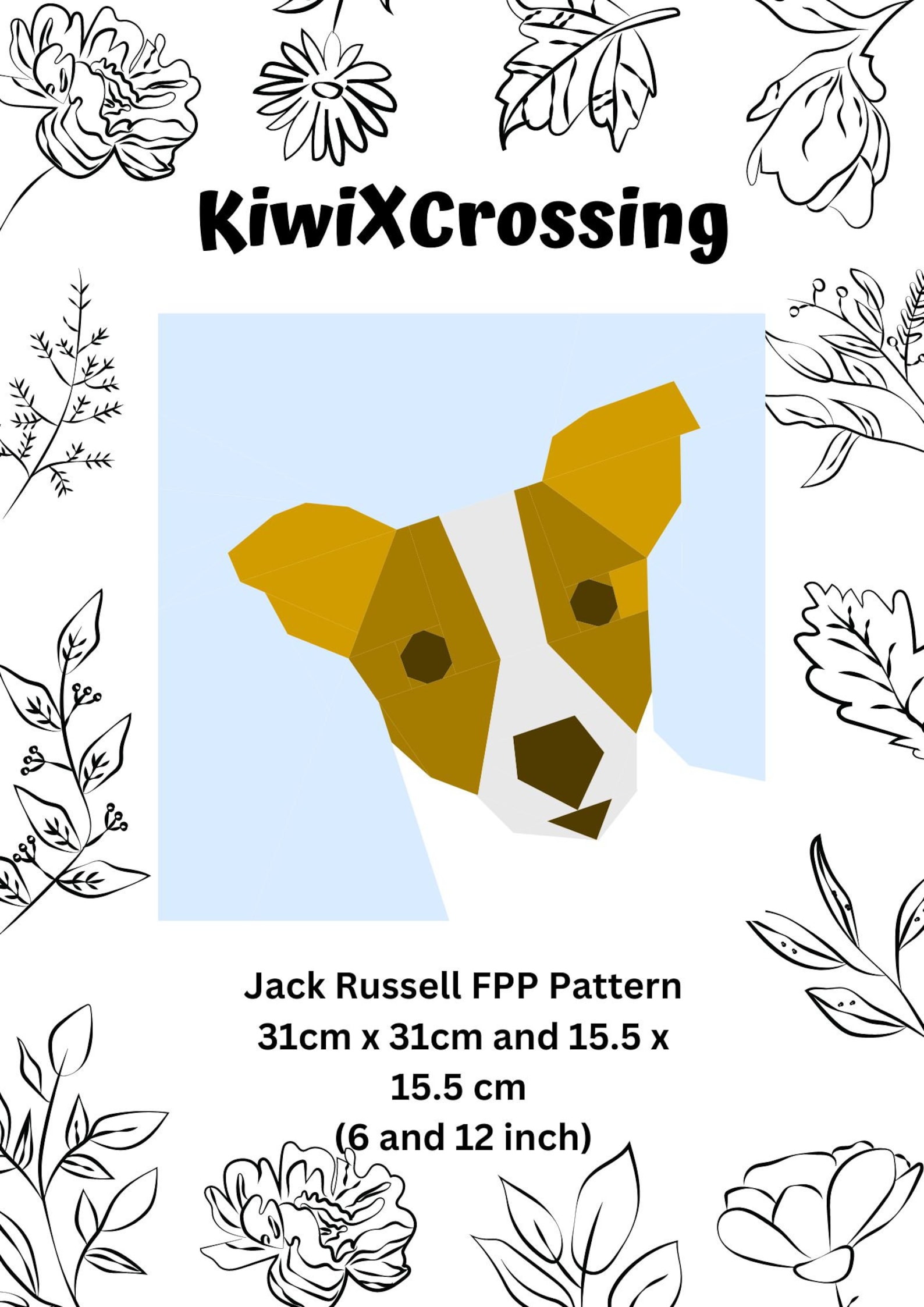 FPP Pattern Jack Russell Fox Terrier Dog Foundation Paper Piecing Quilt ...