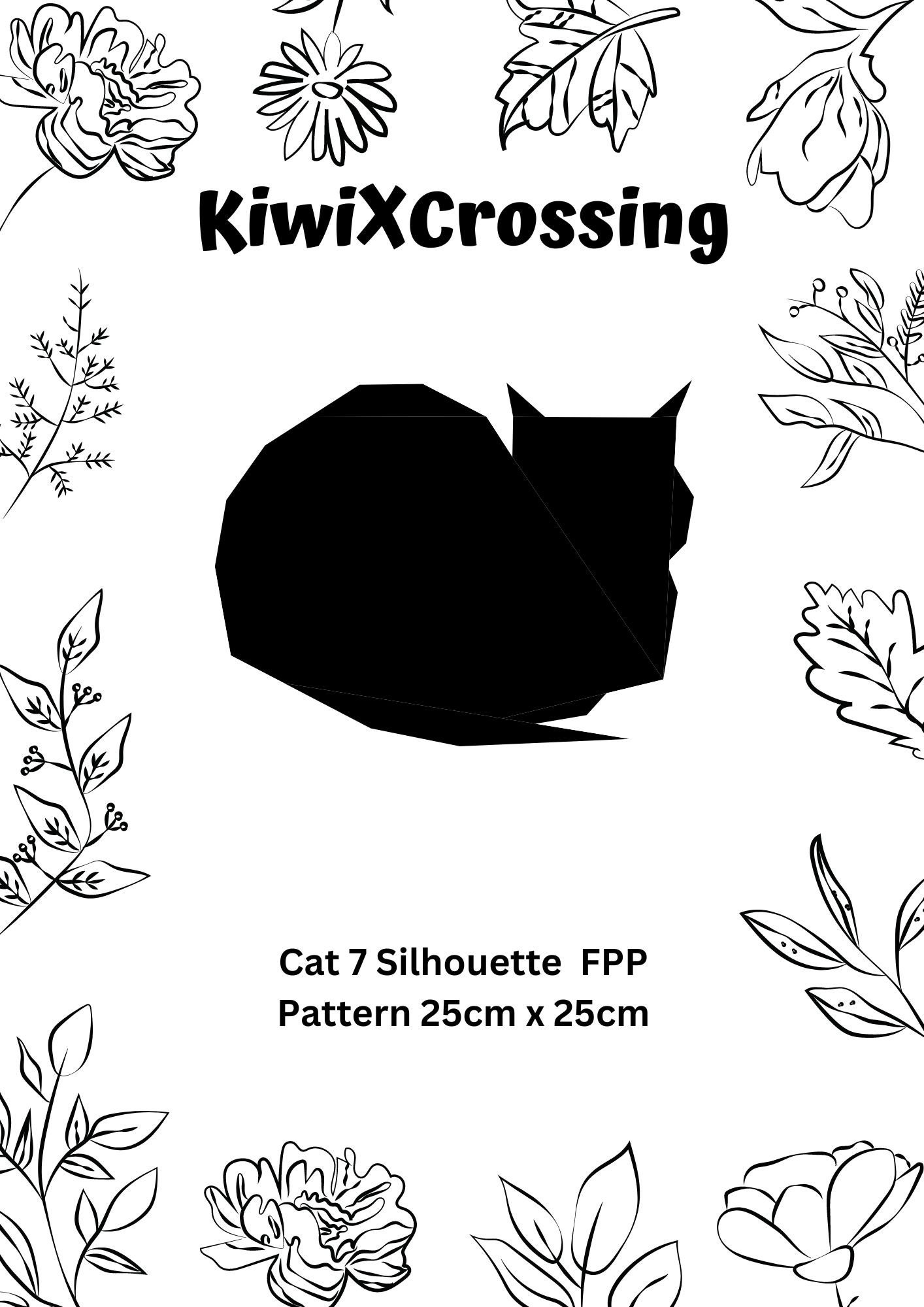 FPP Pattern Cat 7 Silhouette Foundation Paper Piecing 25x25cm - Etsy