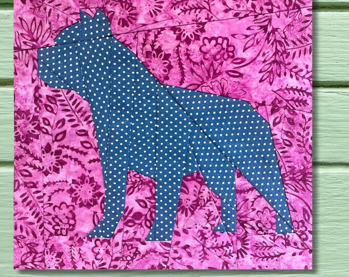 Pitbull Mix Dog Sitting Foundation Paper Pieced Quilt Block Pattern ...