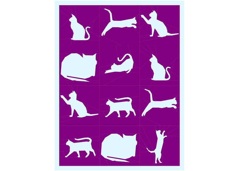 FPP Pattern Cat 2 Silhouette Foundation Paper Piecing 25x25cm - Etsy