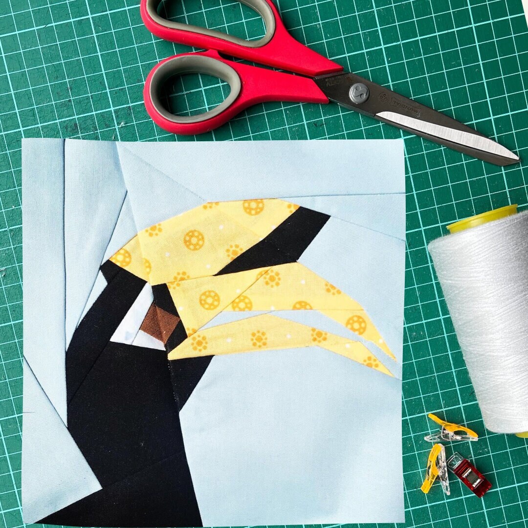 FPP Pattern Oriental Pied Hornbill Bird Foundation Paper Piecing Borneo ...